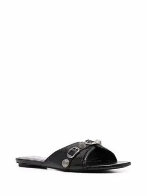 Balenciaga Le Cagole Flat Sandals - Black