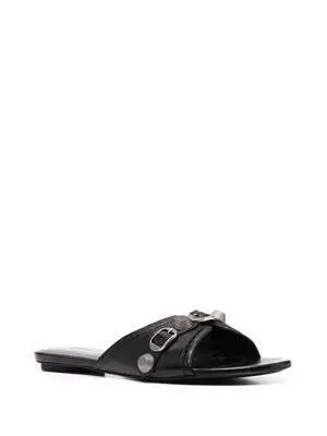 Balenciaga Le Cagole Flat Sandals - Black