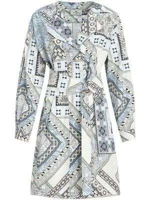 Etro Patchwork Cotton Chemisier Dress - Clear Blue