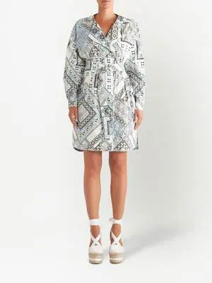 Etro Patchwork Cotton Chemisier Dress - Clear Blue