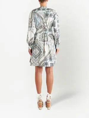Etro Patchwork Cotton Chemisier Dress - Clear Blue