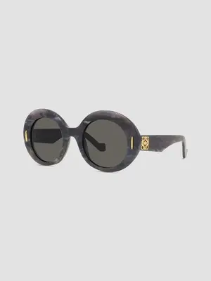 Loewe Anagram 50mm Oval Sunglasses Grey Black Horn