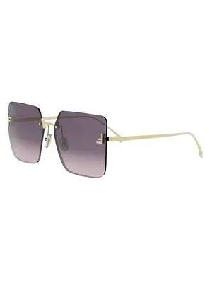 Fendi First Crystal 59mm Oversized Sunglasses Gradient Purple Gold