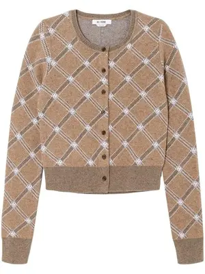 RE/DONE Tartan Cropped Cardigan - Neutrals