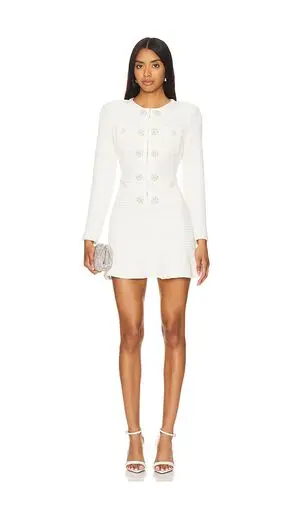 SELF-PORTRAIT Buttoned Knit Mini Dress - Cream