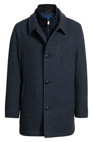Hart Schaffner Marx Macbeth Wool-blend Coat - Blue Pindot