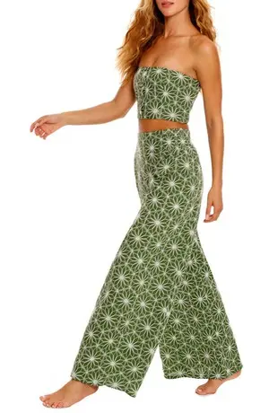 Agua Bendita Liria Vessel Embroidered Strapless Cover-up Crop Top