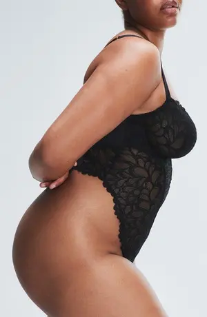 SAVAGE X FENTY Savage Not Sorry Sheer Lace Teddy - Black Caviar