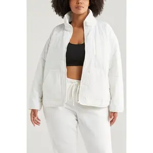 Zella Zella Quilted Packable Jacket Ivory Cloud