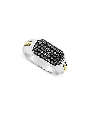 Lagos Anthem Two Tone Octagon Ring - Black/silver