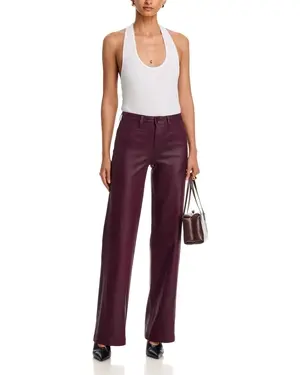L'Agence Clayton High-rise Wide-leg Jeans - Deep Sangria Coated
