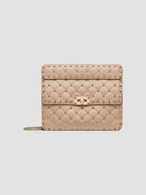 Valentino Garavani Rockstud Spike Shoulder Bag - Beige