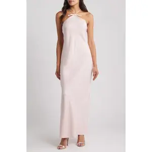 WAYF Araceli Halter Strap Slipdress - Pale Pink