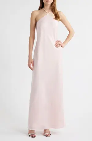 WAYF Araceli Halter Strap Slipdress - Pale Pink