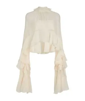 Chloé Ruffled Organic Silk Crop Top
