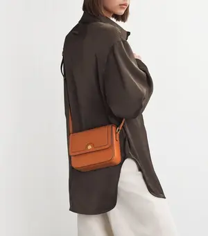 Harrods Leather Camera Bag With Gold-tone Hardware