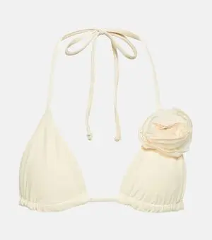 SAME Applique Triangle Bikini Top - White