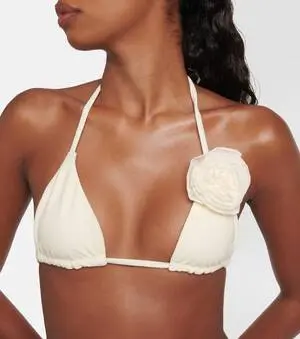 SAME Applique Triangle Bikini Top - White