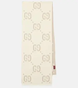 Gucci Gg Wool And Silk Scarf - Beige