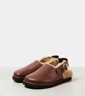 Chloé Shearling-lined Leather Mules