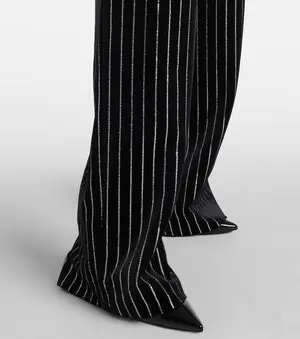 Alex Perry Embellished Velvet Straight Pants
