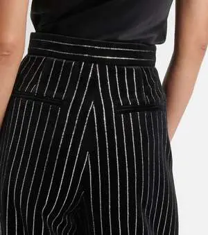 Alex Perry Embellished Velvet Straight Pants