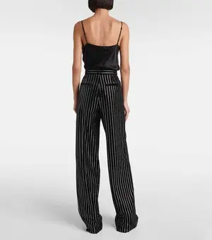 Alex Perry Embellished Velvet Straight Pants