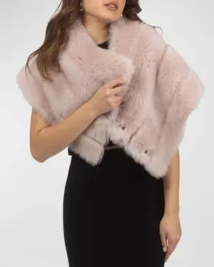 Gorski Reversible Shearling Cape - Blush