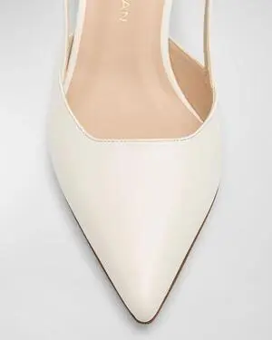 STUART WEITZMAN Stuart Weitzman Vinnie Leather Kitten Slingback Pumps Cream
