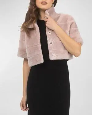 Gorski Reversible Lamb Shearling Bolero Jacket - Blush