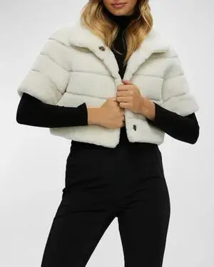 Gorski Reversible Lamb Shearling Bolero Jacket - White