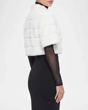 Gorski Reversible Lamb Shearling Bolero Jacket - White