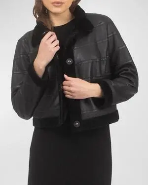 Gorski Reversible Textured Shearling Jacket - Black