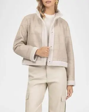 Gorski Reversible Textured Shearling Jacket - Cream