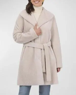 Gorski Textured Lamb Shearling Reversible Stroller Coat - Cream