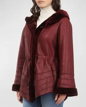 Gorski Reversible Lamb Shearling Jacket - Wine