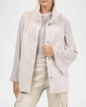Gorski Reversible Lamb Shearling Vest - Cream