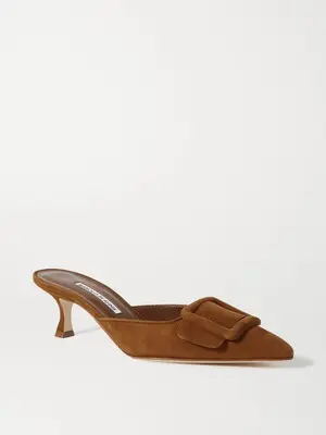 Manolo Blahnik Maysale 50 Buckled Suede Mules