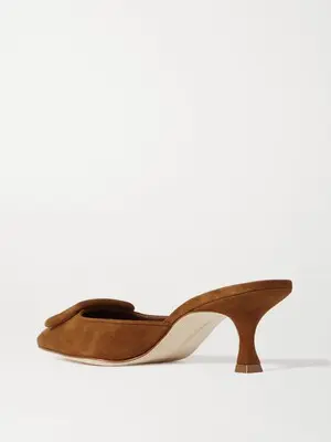 Manolo Blahnik Maysale 50 Buckled Suede Mules