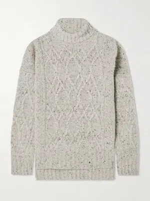 Purdey Cable-knit Wool And Cashmere-blend Turtleneck Sweater - Neutrals