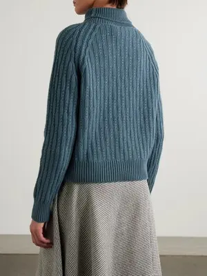 Purdey Annabel Cable-knit Cashmere Turtleneck Sweater