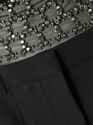 Stella McCartney Crystal-embellished Tulle Wide-leg Wool Trousers