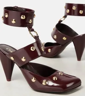Chloé Jade Studded Leather Pumps - Purple