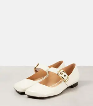 Chloé Polly Leather Mary Jane Flats - White