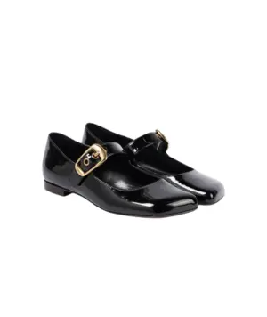 Chloé Polly Patent Leather Mary Jane Flats - Black