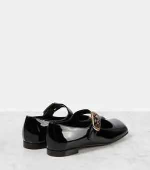Chloé Polly Patent Leather Mary Jane Flats - Black