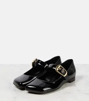 Chloé Polly Patent Leather Mary Jane Flats - Black