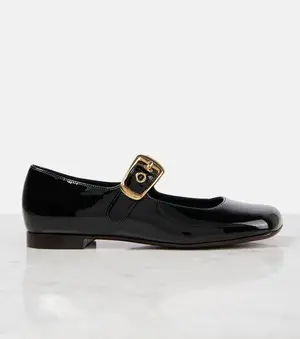 Chloé Polly Patent Leather Mary Jane Flats - Black