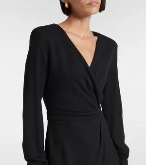 Max Mara Virtus Gathered Jersey Midi Dress