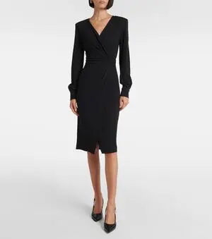 Max Mara Virtus Gathered Jersey Midi Dress